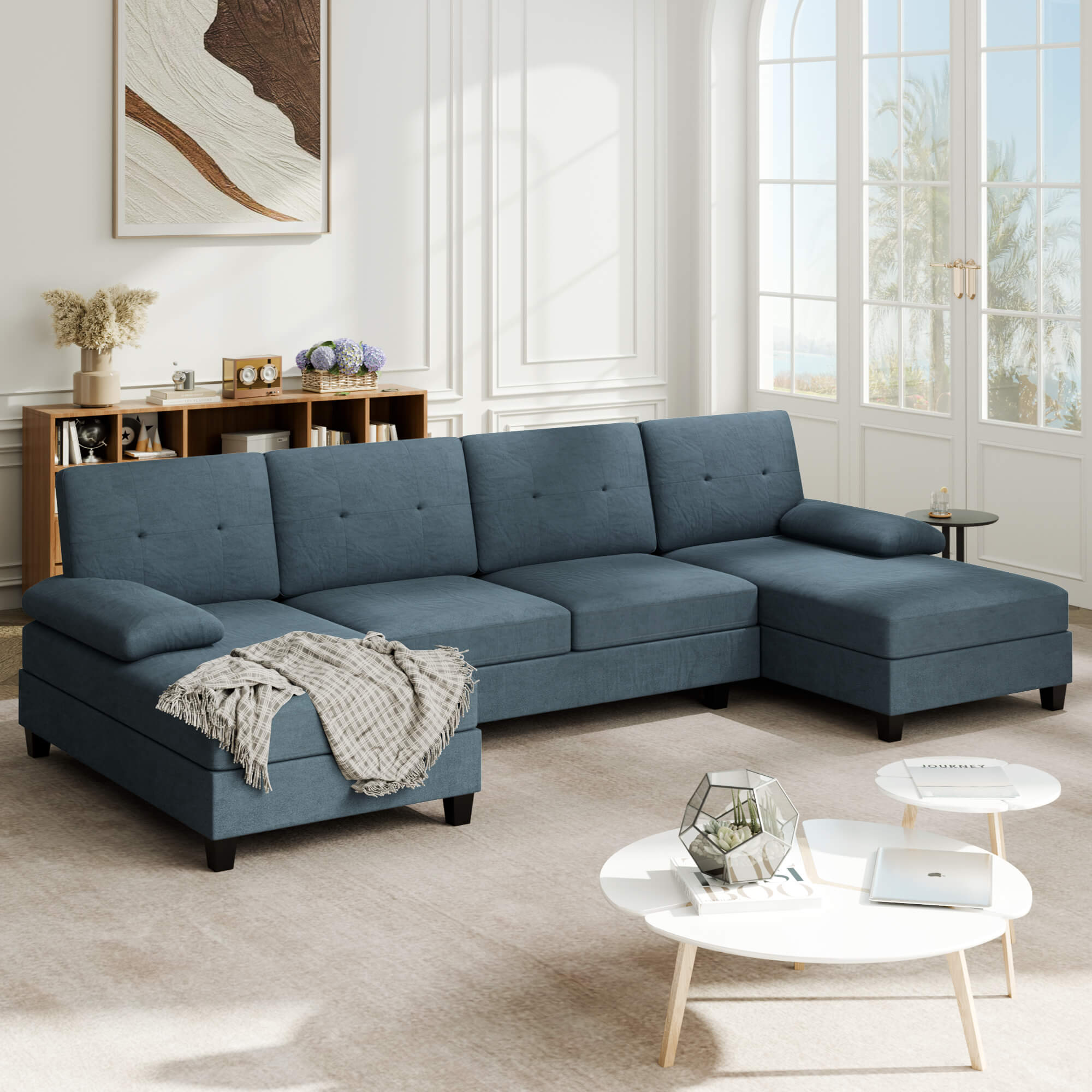 Walsunny 4 Seat Sectional Couch U Shaped Budget Affordable Comfortable Sofa with Chaise