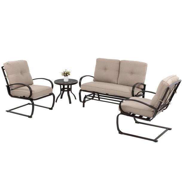 Walsunny 4 Pieces Outdoor Metal Conversation Set